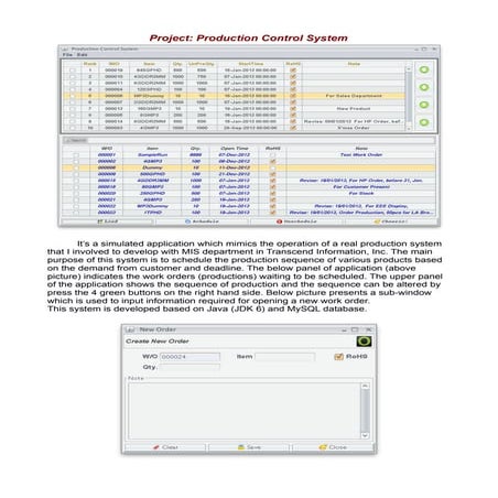 Java Application Portfolio(production control system) | PDF