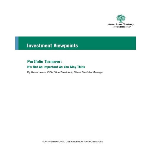 Portfolio turnover white paper | PDF