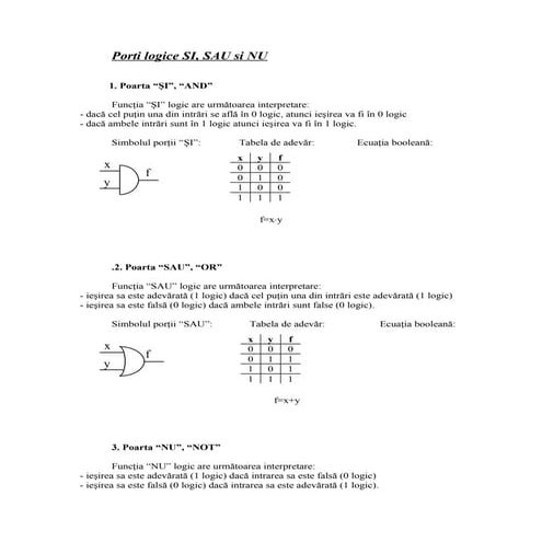 Porti logice si,sau si nu | DOC