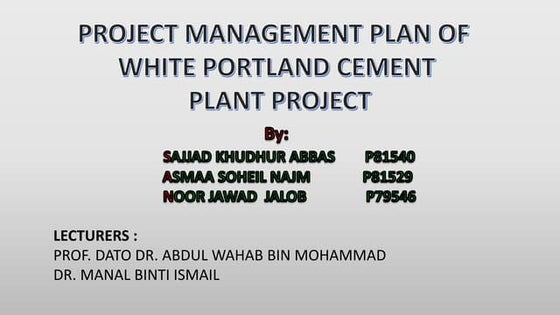Project mgmt set up of cement plant | PPTX