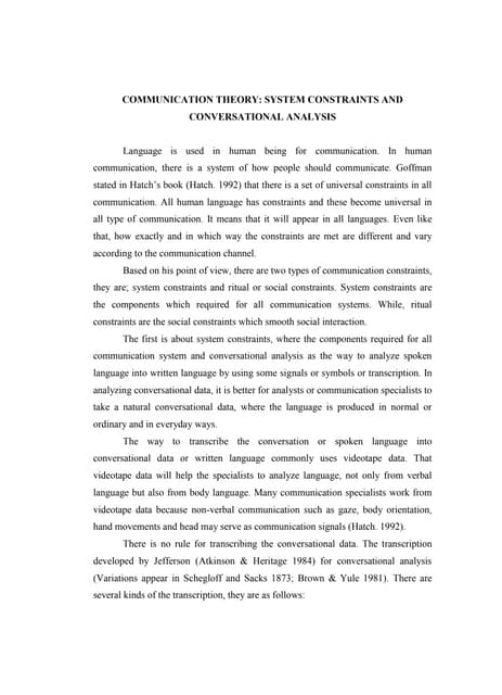 Conversational analysis | PPTX