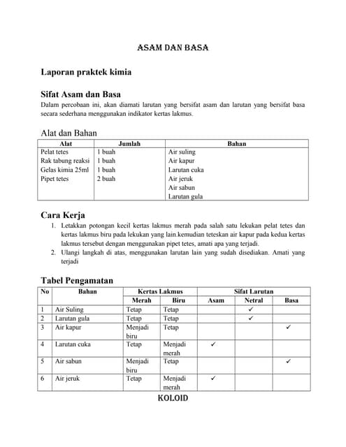 makalah Percobaan koloid | PDF