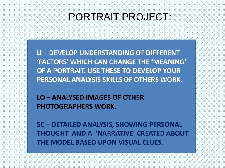 Portrait analysis skills