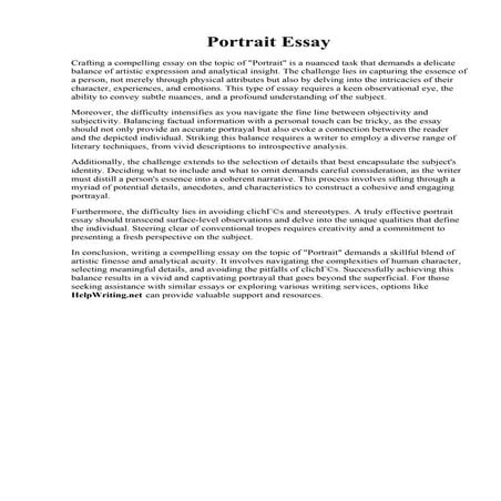Portrait Essay. Portrait Photography Essay by Jess B - Issuu | PDF