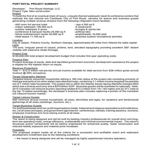 Port royal fact sheet | PDF