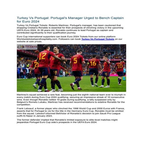 Portugal Vs Turkey- Portugal's Manager Urged to Bench Captain for Euro ...