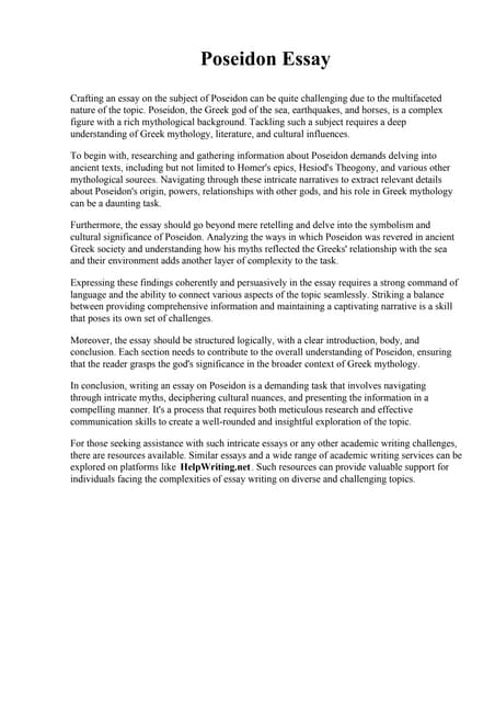 Greek Mythology Essay | PDF