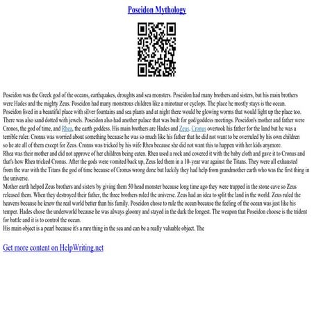 Poseidon Mythology | PDF