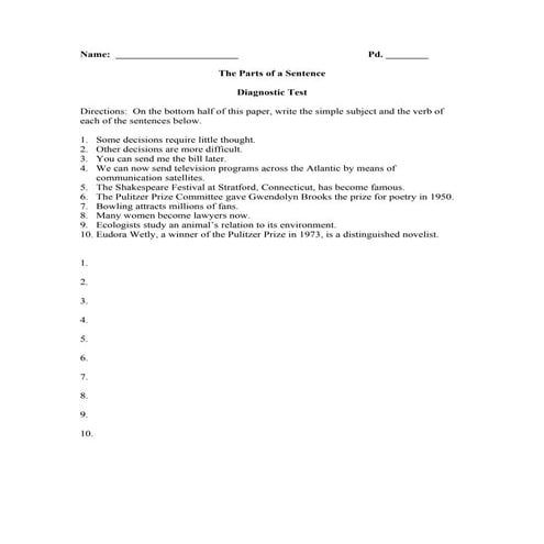Po sentence diagnostic | DOC