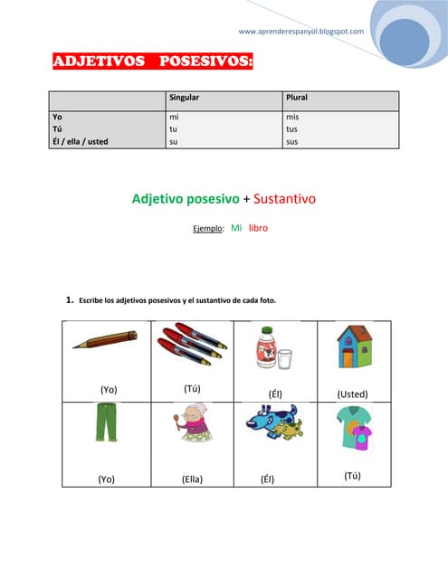 Hojas De Trabajo De Pronombres Reflexivos En Formato Pdf