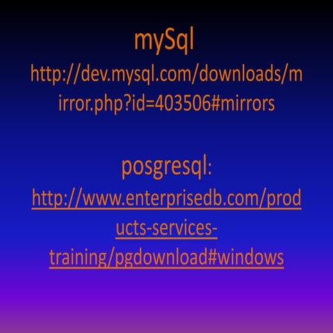 Posgre sql, mysql instalacion | PPTX | Databases | Computer Software and Applications