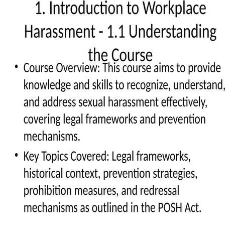 Sexual Harassment Prevention POSH training ppt | PPTX