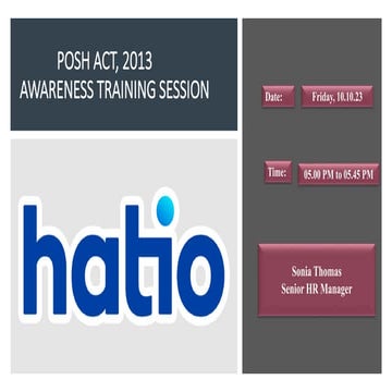 POSH (Prevention of Sexual Harassment) Training – Awareness and ...