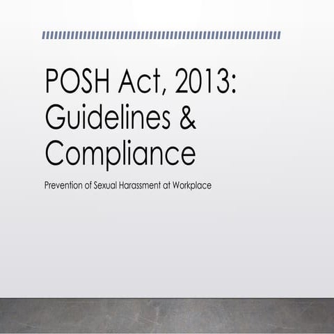 POSH (Prevention of Sexual Harassment) Training – Awareness and ...