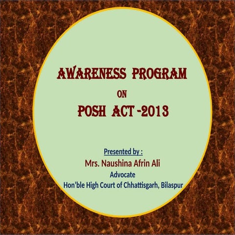 POSH (Prevention of Sexual Harassment) Training – Awareness and ...