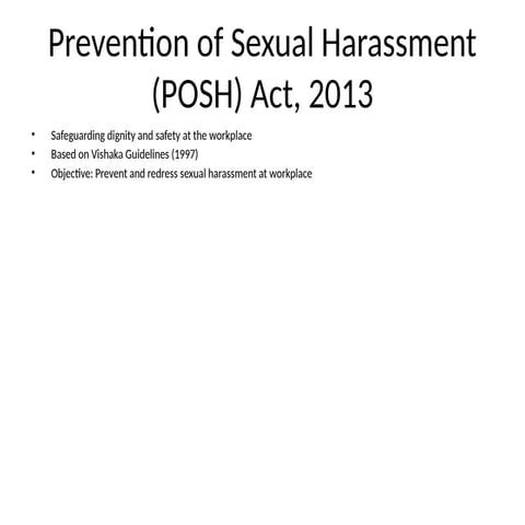 POSH (Prevention of Sexual Harassment) Training – Awareness and ...