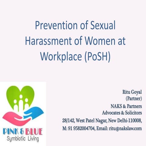 POSH Awareness Employees presentation for pharma. | PPTX