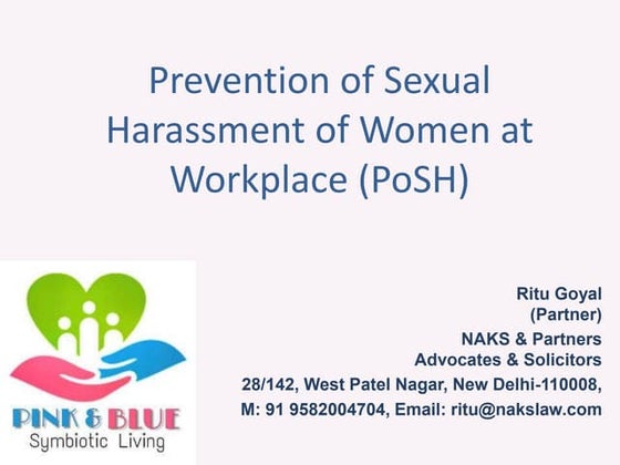Sexual Harassment of Women at Workplace Act, 2013 (POSH Act) | PPT