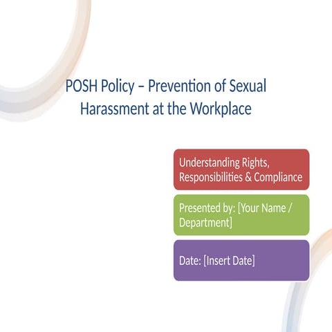 POSH (Prevention of Sexual Harassment) Training – Awareness and ...