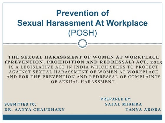 Sexual harassment at workplace | PPTX | Sexual Conditions | Sexual Health