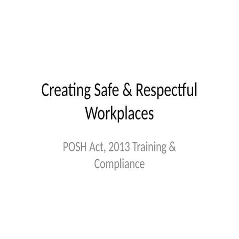 POSH (Prevention of Sexual Harassment) Training – Awareness and ...