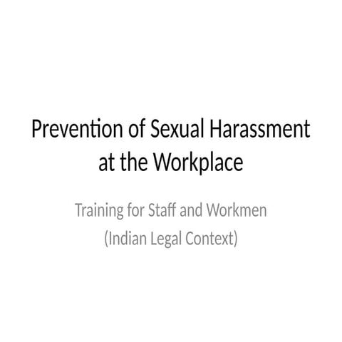 POSH_Training_Staff_Workmen. Presentation | PPT