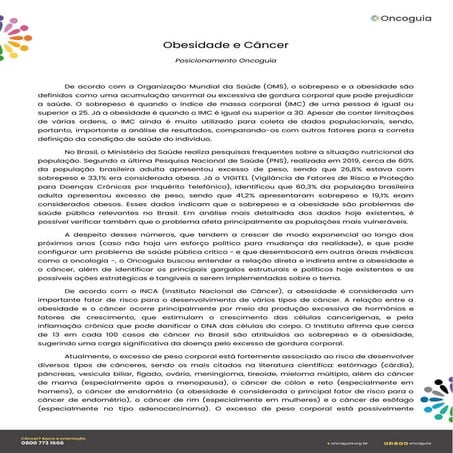 Obesidade e câncer nas políticas públicas | PDF | Cancer | Diseases and ...