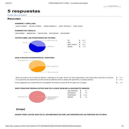 Posiciones de futbol formularios de google | PDF