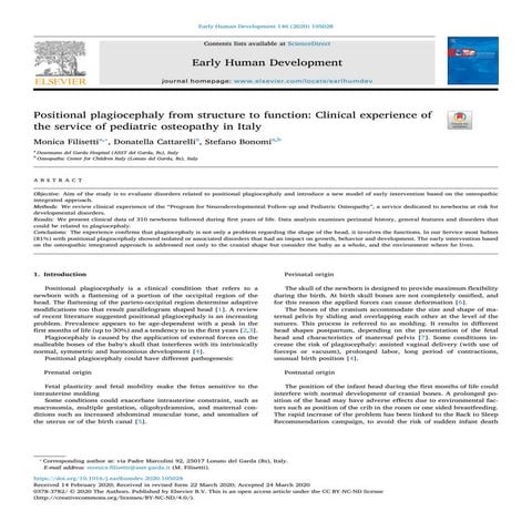 Positional plagiocephaly from structure to function: Clinical ...