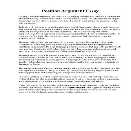 Position Argument Essay. Check my Essay: Argumentative essay writing ...