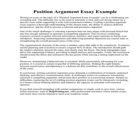 Position Argument Essay Example | PDF