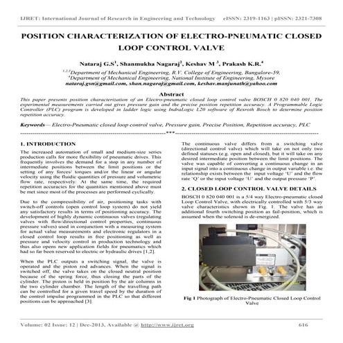 Position characterization of electro pneumatic closed loop control valve | PDF