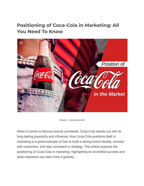 Marketing strategy of Coca-Cola | PPTX