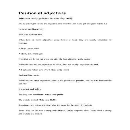 Position of adjectives | PDF