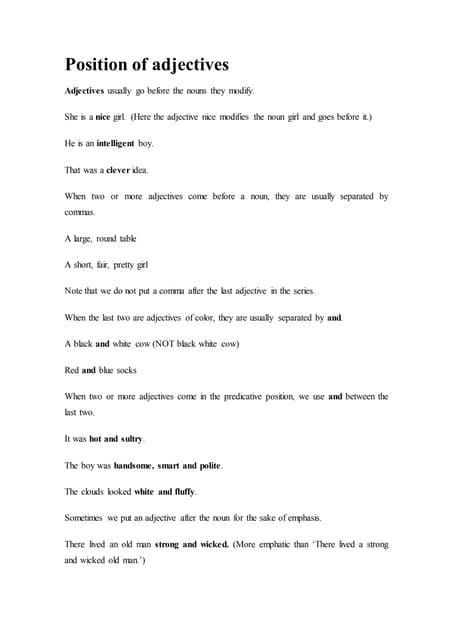 Position of adjectives | DOCX