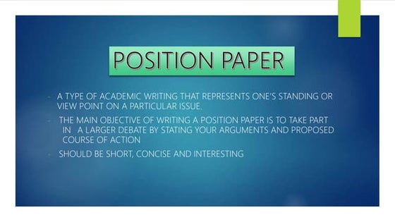 POSITION PAPER | PPT