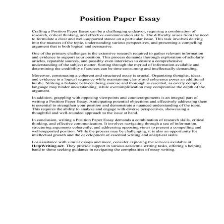 Position Paper Essay | PDF