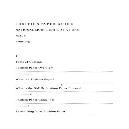 P O S I T I O N PA P E R G U I D ENATIONAL MODEL UNITED .docx