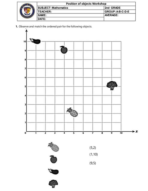 Position of objects Worksheets | DOCX