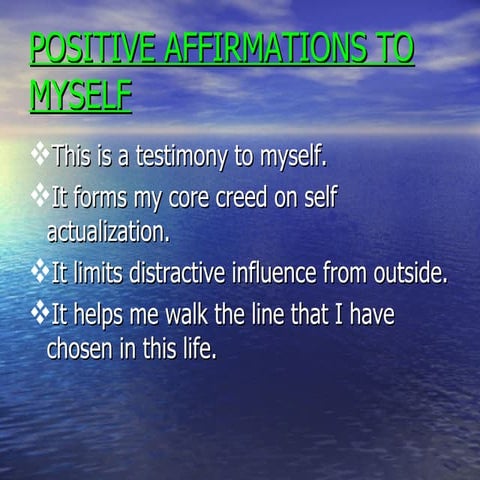 Positive Affirmations To Myself Power Point | PPT
