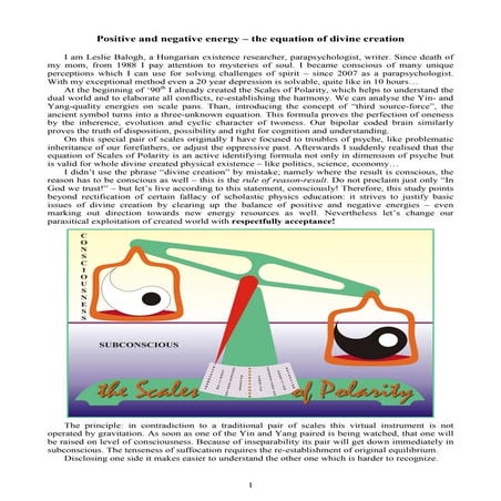 Positive and negative energy the equation of divine creation | PDF