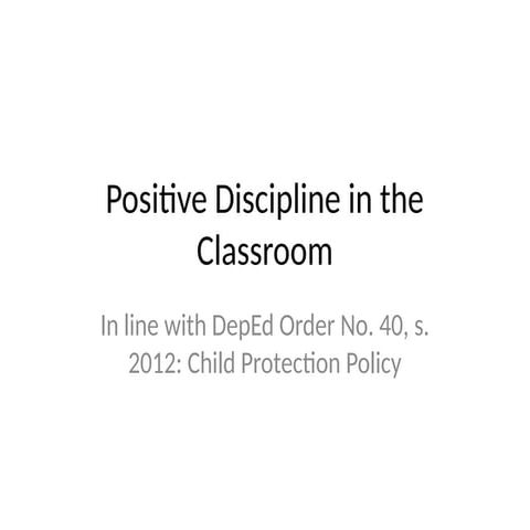 Positive Discipline Presentation of DEPED | PPTX