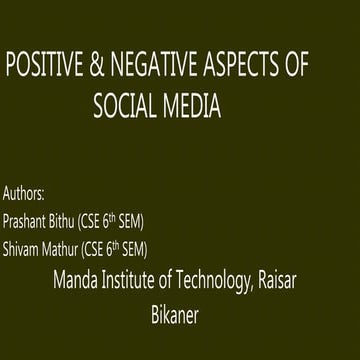 Positive and negative aspects of Social Media | PPTX