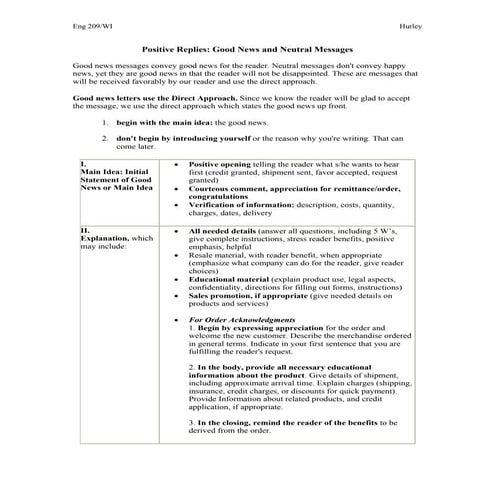 Positive replies good news and neutral messages | PDF