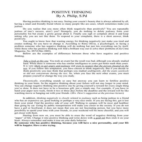 Positive Thinking | PDF