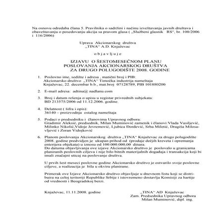 Poslovanje 2008 | DOC