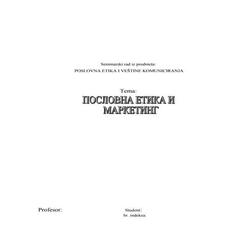 Poslovna etika i marketing poslovna etika | PDF