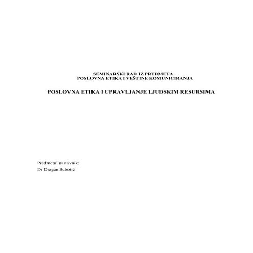 Poslovna etika i upravljanje ljudskim resursima | DOC