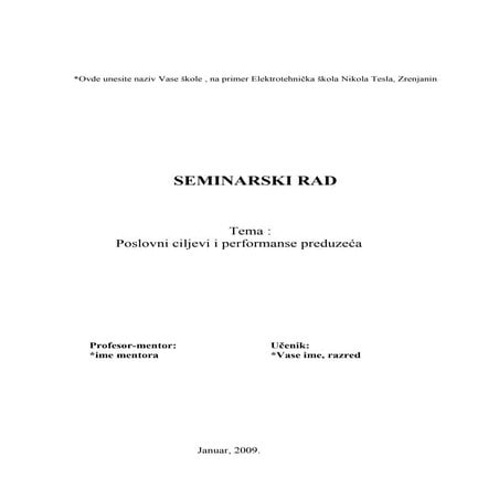 Poslovni ciljevi i performanse preduzeca menadzment | DOC