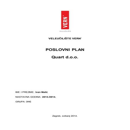 Poslovni plan ivan pekara | DOCX